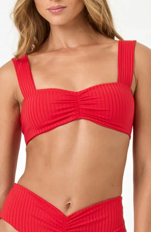 L*Space Marlee Ruched Rib Bikini Top - Flame