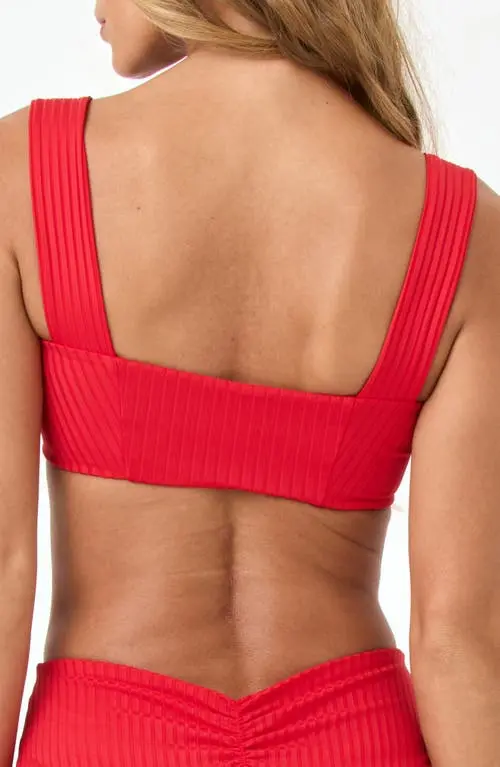 L*Space Marlee Ruched Rib Bikini Top - Flame