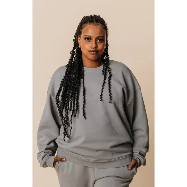 OCIO Organic Cotton Teddy Oversized Crewneck - Ash