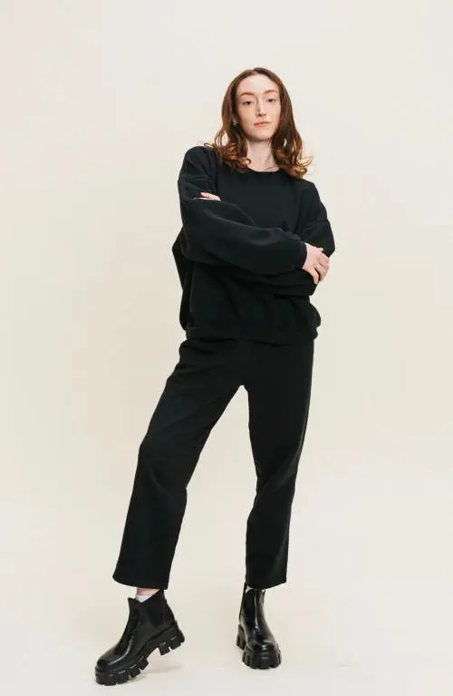 OCIO Organic Cotton Teddy Oversized Crewneck - Black