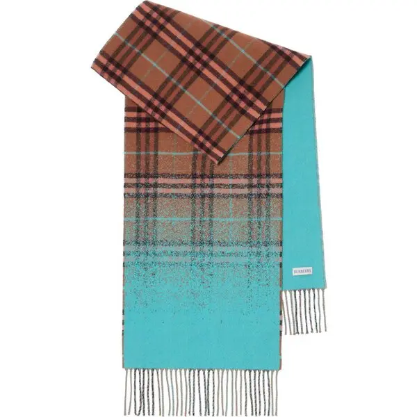 Burberry Gradient Check Cashmere Scarf - Ginger Brown