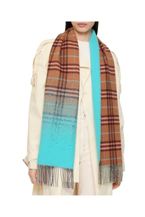 Burberry Gradient Check Cashmere Scarf - Ginger Brown