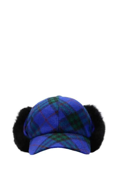 Burberry Check Wool Trapper Hat - Knight Blue