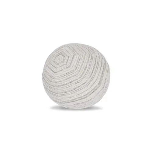 ELAINE SMITH Luxe Stripe Chenille & Boucle Textured Indoor & Outdoor Woven Orb Pillow - Pebble
