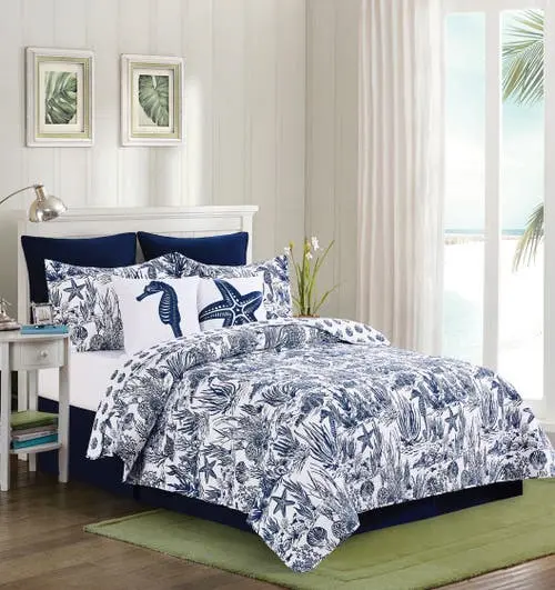 C&F HOME Reef Shores Beach Coastal Cotton Quilt Set Reversible And Machine Washable