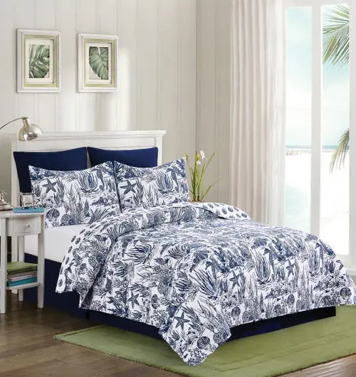C&F HOME Reef Shores Beach Coastal Cotton Quilt Set Reversible And Machine Washable