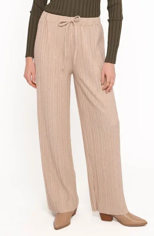 PETAL & PUP Pleated Wide-leg Knit Pants - Beige
