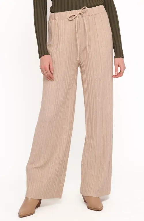 PETAL & PUP Pleated Wide-leg Knit Pants - Beige