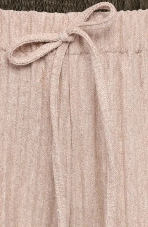 PETAL & PUP Pleated Wide-leg Knit Pants - Beige