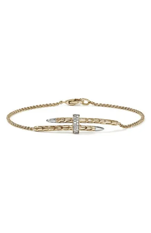 John Hardy Pavé Diamond Spear Station Bracelet - Silver And Gold