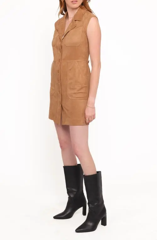 PETAL & PUP Sleeveless Faux Suede Mini Shirt Dress