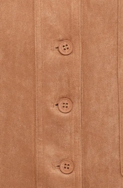 PETAL & PUP Sleeveless Faux Suede Mini Shirt Dress