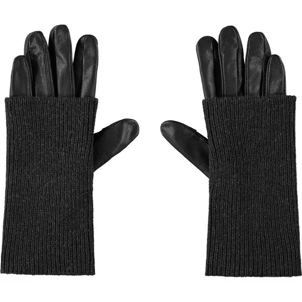 FAVORITE DAUGHTER Knit Arm Warmer And Leather Glove Set - Black