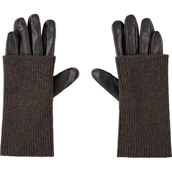 FAVORITE DAUGHTER Knit Arm Warmer And Leather Glove Set - Coffee