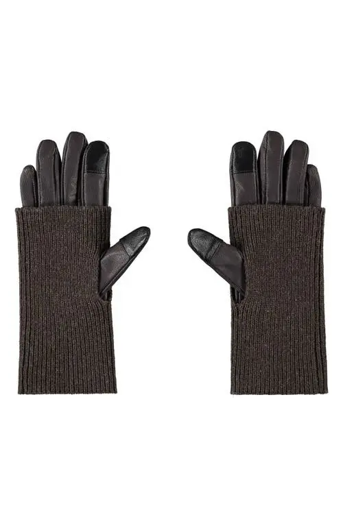 FAVORITE DAUGHTER Knit Arm Warmer And Leather Glove Set - Ganache