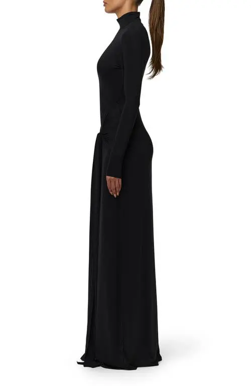 Naked Wardrobe Cutout Tie-front Long-sleeve Maxi Dress - Black