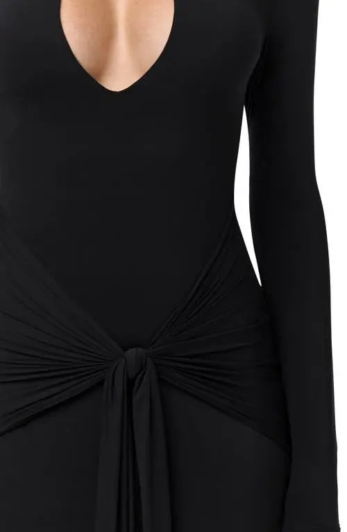 Naked Wardrobe Cutout Tie-front Long-sleeve Maxi Dress - Black