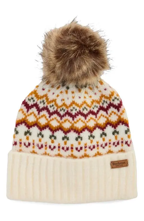 Barbour Kingsford Fair Isle Knit Beanie - Cloud