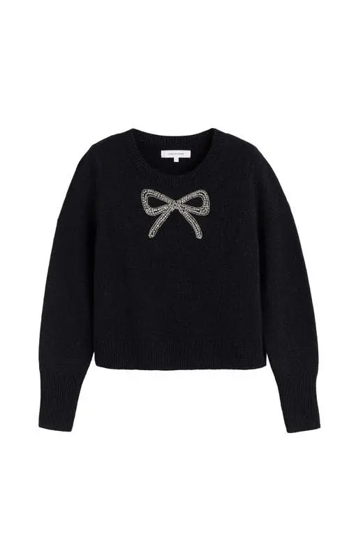 Chinti & Parker Embellished Bow Crewneck Sweater