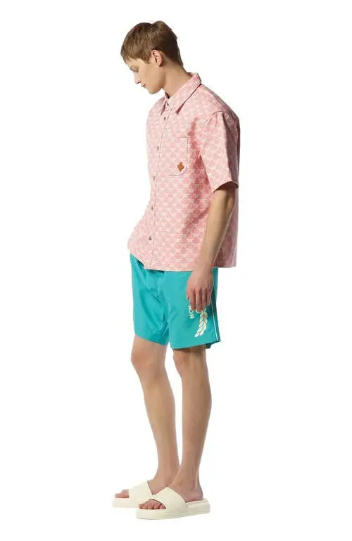 Mcm Logo Print Swim Trunks
