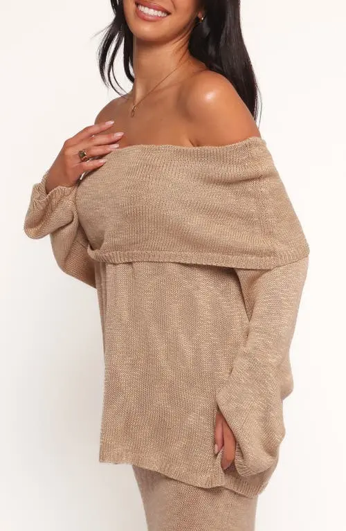 PETAL & PUP Indya Off-the-shoulder Pullover - Mocha