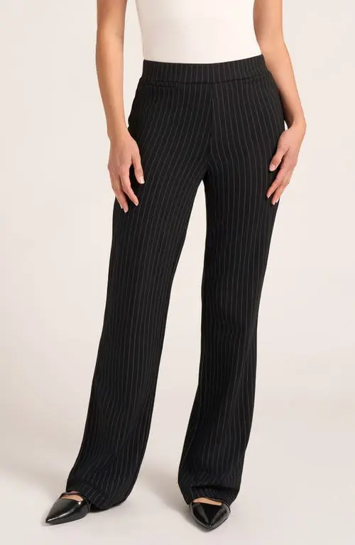 Matty M. Wide Leg Pinstriped Ponte Pants
