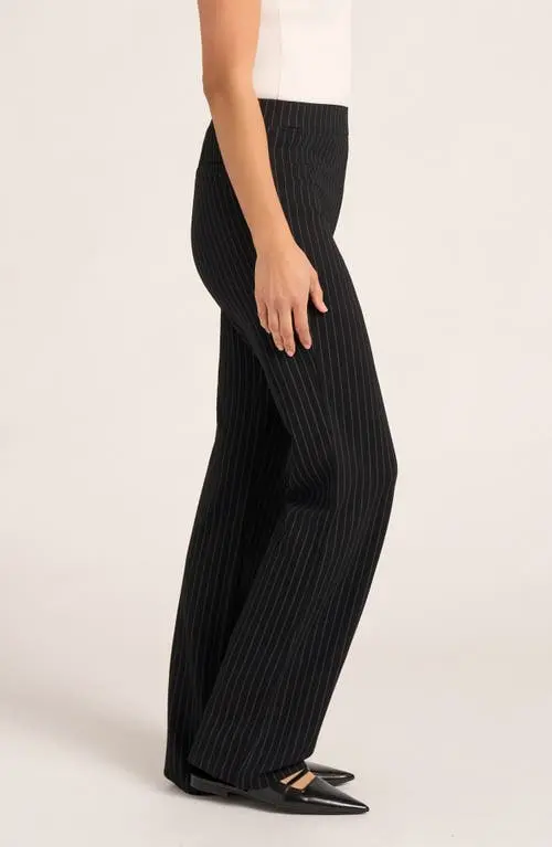 Matty M. Wide Leg Pinstriped Ponte Pants