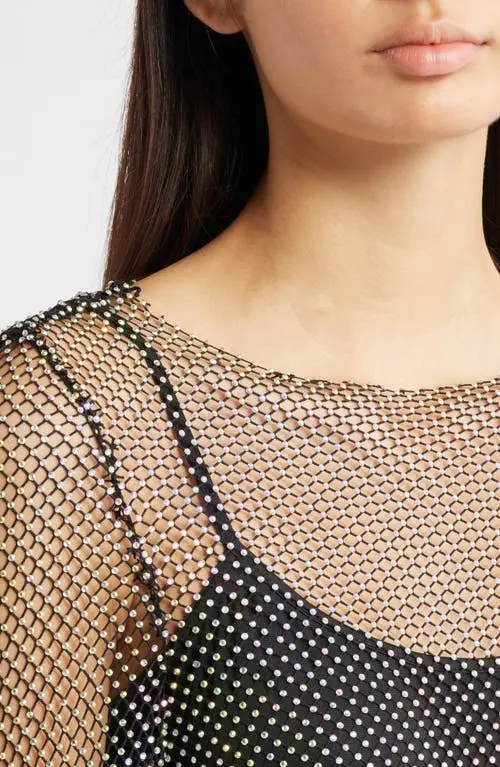 JUMP APPAREL Beaded Mesh Mini Dress