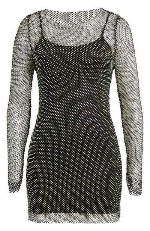 JUMP APPAREL Beaded Mesh Mini Dress