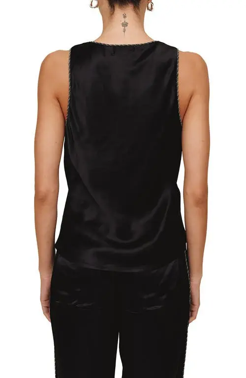Bella Dahl Beaded Trim Satin Tank