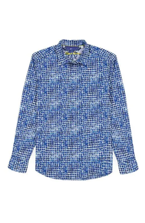 Robert Graham Hester Tile Print Stretch Cotton Button-up Shirt