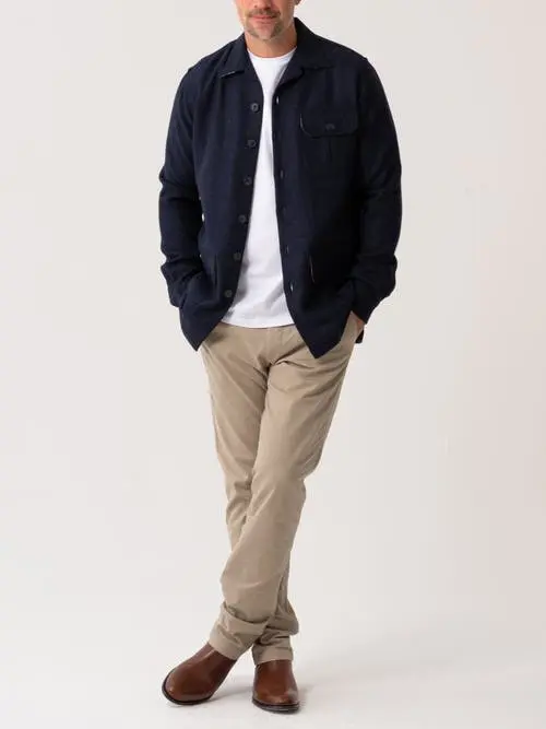 KOY CLOTHING Long Sleeve Wool Shirt Jacket - Navy
