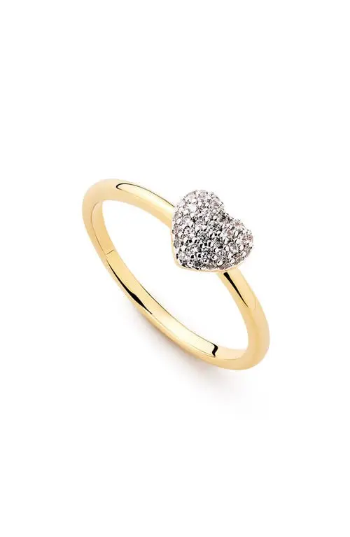 ANA LUISA Ellery Cubic Zirconia Pavé Heart Ring - Gold/clear