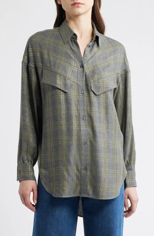 Hugo Boss Metallic Plaid Woven Shirt