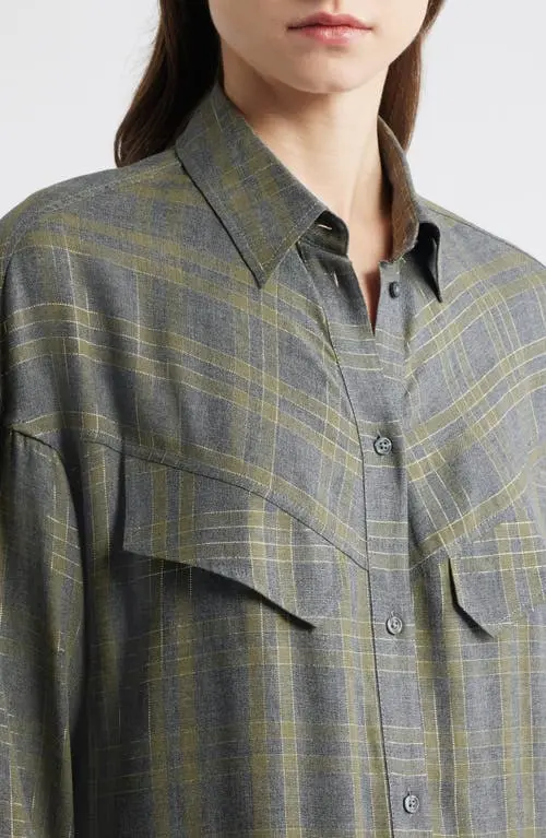 Hugo Boss Metallic Plaid Woven Shirt
