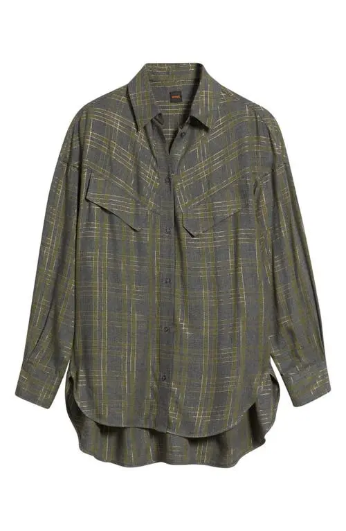 Hugo Boss Metallic Plaid Woven Shirt