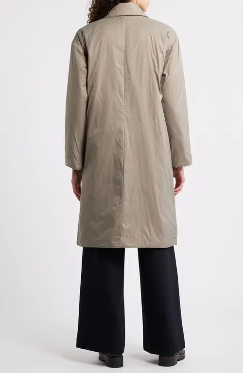 Eileen Fisher High Collar Padded Longline Coat - Reed