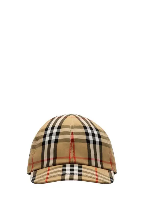 Burberry Check Cotton Baseball Cap - Sand Beige