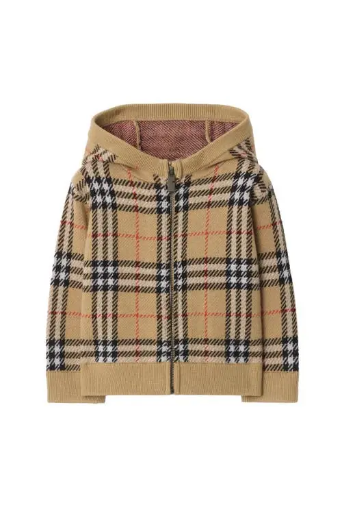 Burberry Check Wool Zip Hoodie