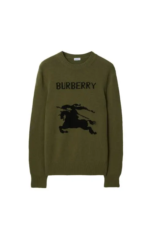 Burberry Equestrian Knight Wool Cashmere Sweater - Tent Green