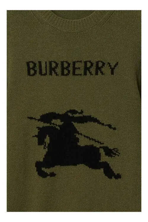 Burberry Equestrian Knight Wool Cashmere Sweater - Tent Green