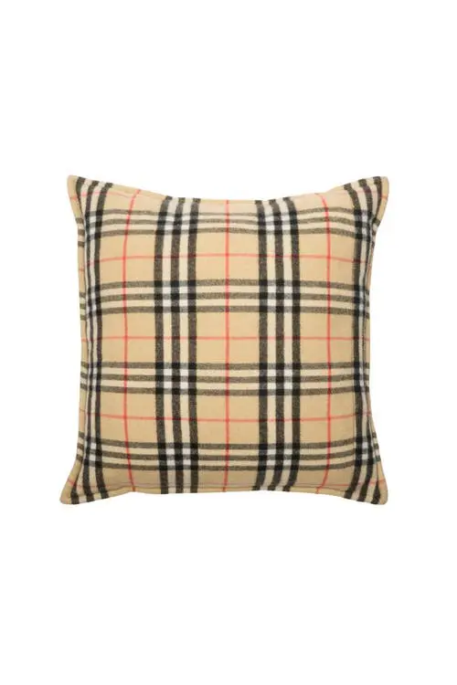 Burberry Check Cashmere Cushion - Sand Beige