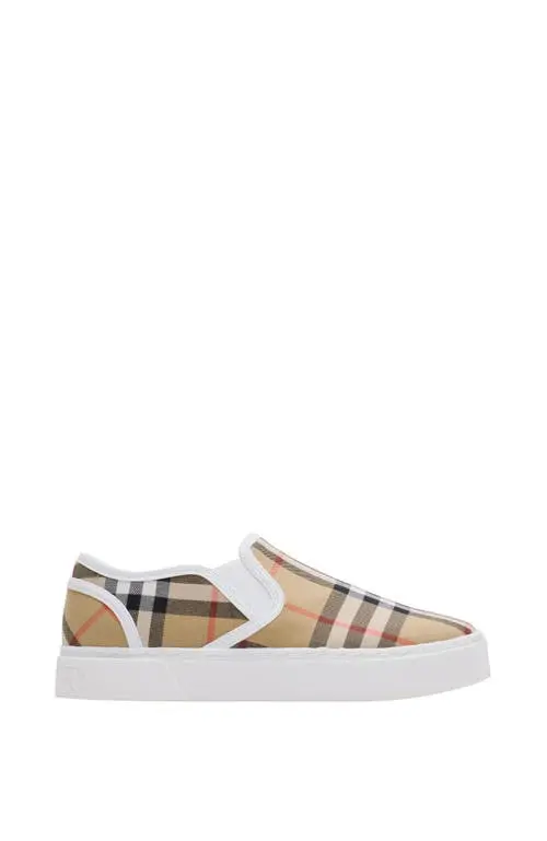 Burberry Check Cotton Slip-on Sneakers