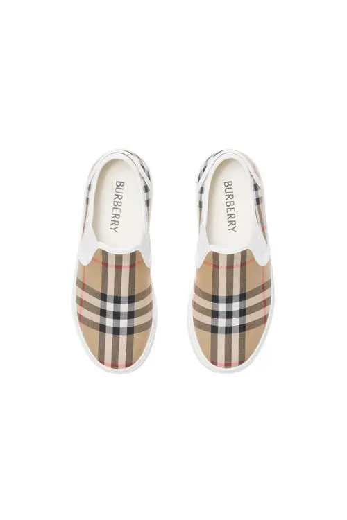 Burberry Check Cotton Slip-on Sneakers