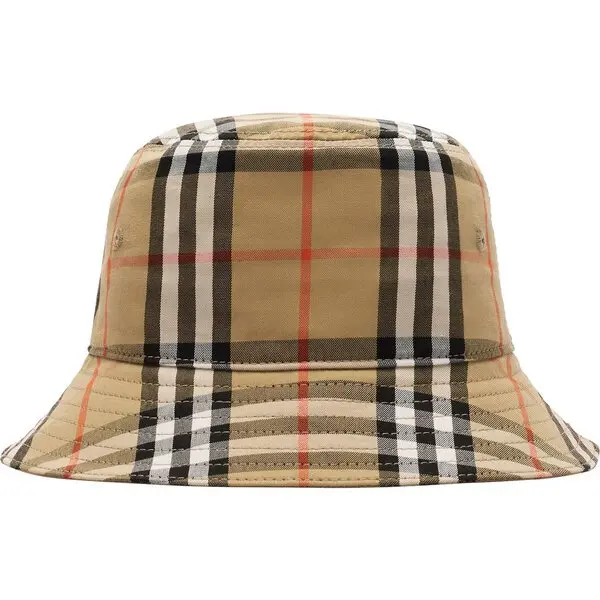 Burberry Check Cotton Bucket Hat - Sand Beige