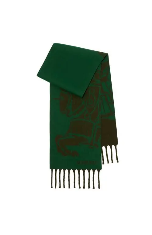 Burberry Reversible Ekd Wool Scarf - Marsh Green