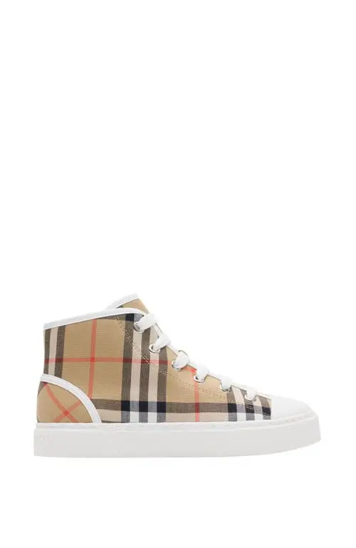 Burberry Check Cotton High-top Sneakers