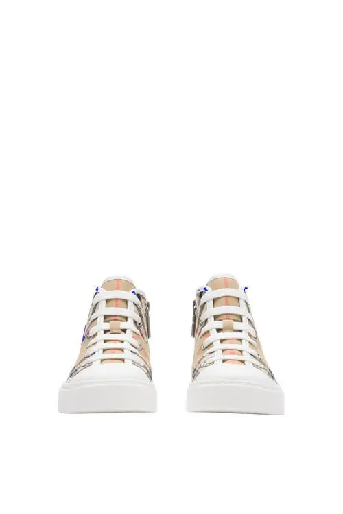 Burberry Check Cotton High-top Sneakers