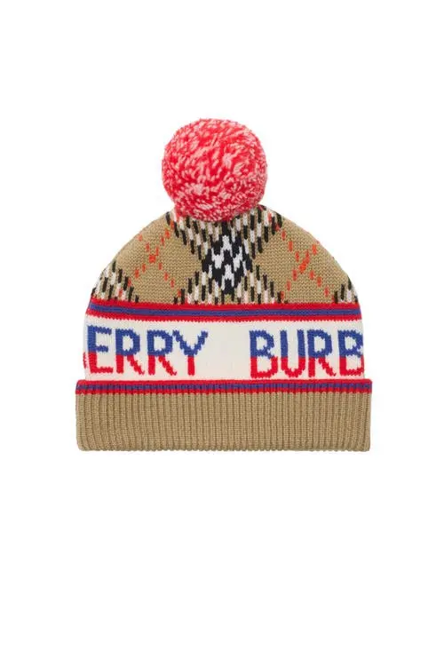 Burberry Check Wool Blend Beanie