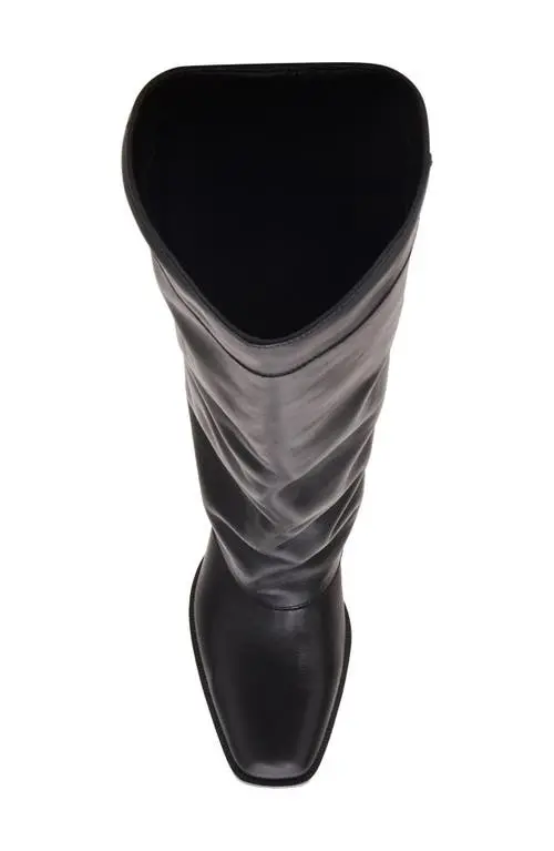 Steve Madden Winnick Foldover Knee High Boot - Black Leather